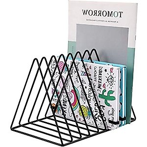 PENNGKE Magazine Holder,Newspapers Holder,Letters Storage,Desktop File Sorter Organizer Triangle Bookshelf Decor Home Office,Black