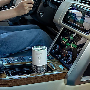 Stand Up Desk Store Portable USB Car Cupholder HEPA Air Purifier with Replaceable Filter (White)