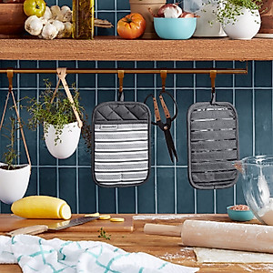 KitchenAid Albany Pot Holder 2-Pack Set, Charcoal Grey, 7"x10"