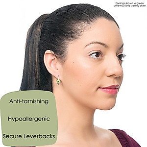 Square White Topaz Lever Back Earrings for Women in 925 Sterling Silver with Princess Cut November Birthstone Created White Sapphire Accents by Nicole Miller Fine Jewelry