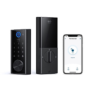 eufy Security S230 Smart Lock Touch & Wi-Fi, Fingerprint Scan, Keyless Entry Door Lock, Smart Built-in Wi-Fi Lock, Bluetooth Electronic Deadbolt, Touchscreen Keypad, BHMA Certified, IP65 Weatherproof