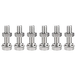 uxcell M10 x 45mm Hex Head Screws Bolts, Nuts, Flat & Lock Washers Kits, 304 Stainless Steel Fully Thread Hexagon Bolts 6 Sets