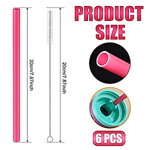6pcs Replacement Straws for Owala FreeSip 24oz 32oz, Reusable Plastic Straws with Cleaning Brush for Owala Insulated Water Bottle 24 oz 32 oz and Flip 25 oz, Tumbler Accessories (Pink)