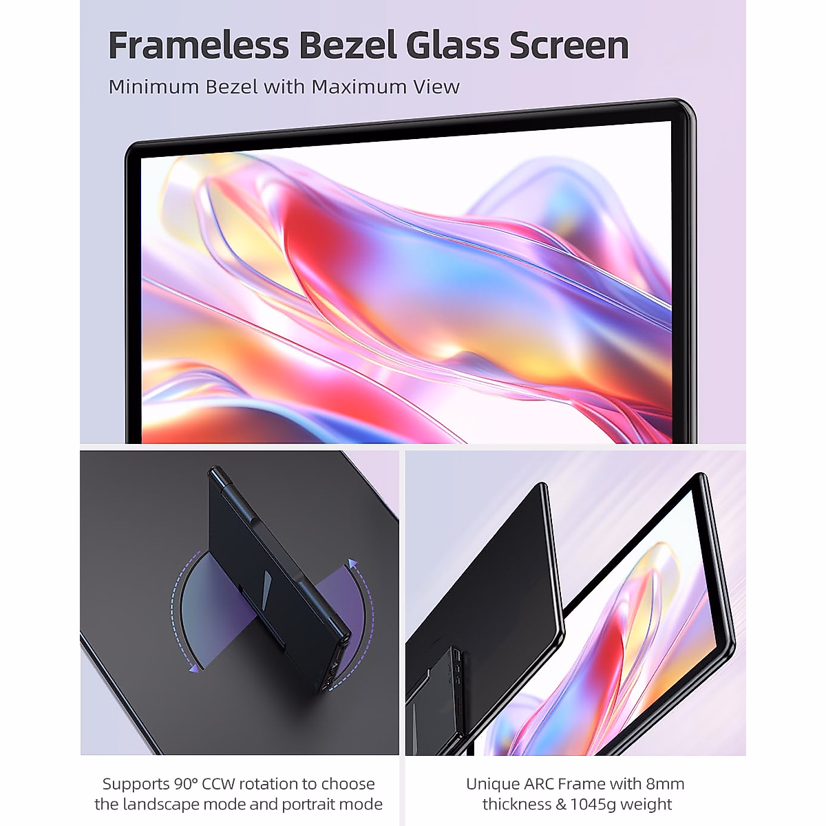 UPERFECT Y Portable Monitor Freestanding Touchscreen, 15.6''FHD 1080P IPS Screen with Adjust Kickstand, 2000:1 Contrast Ratio, 100% sRGB w/Standard HDMI/USB 3.0/Type C, Built-in Speaker/Ambient Light