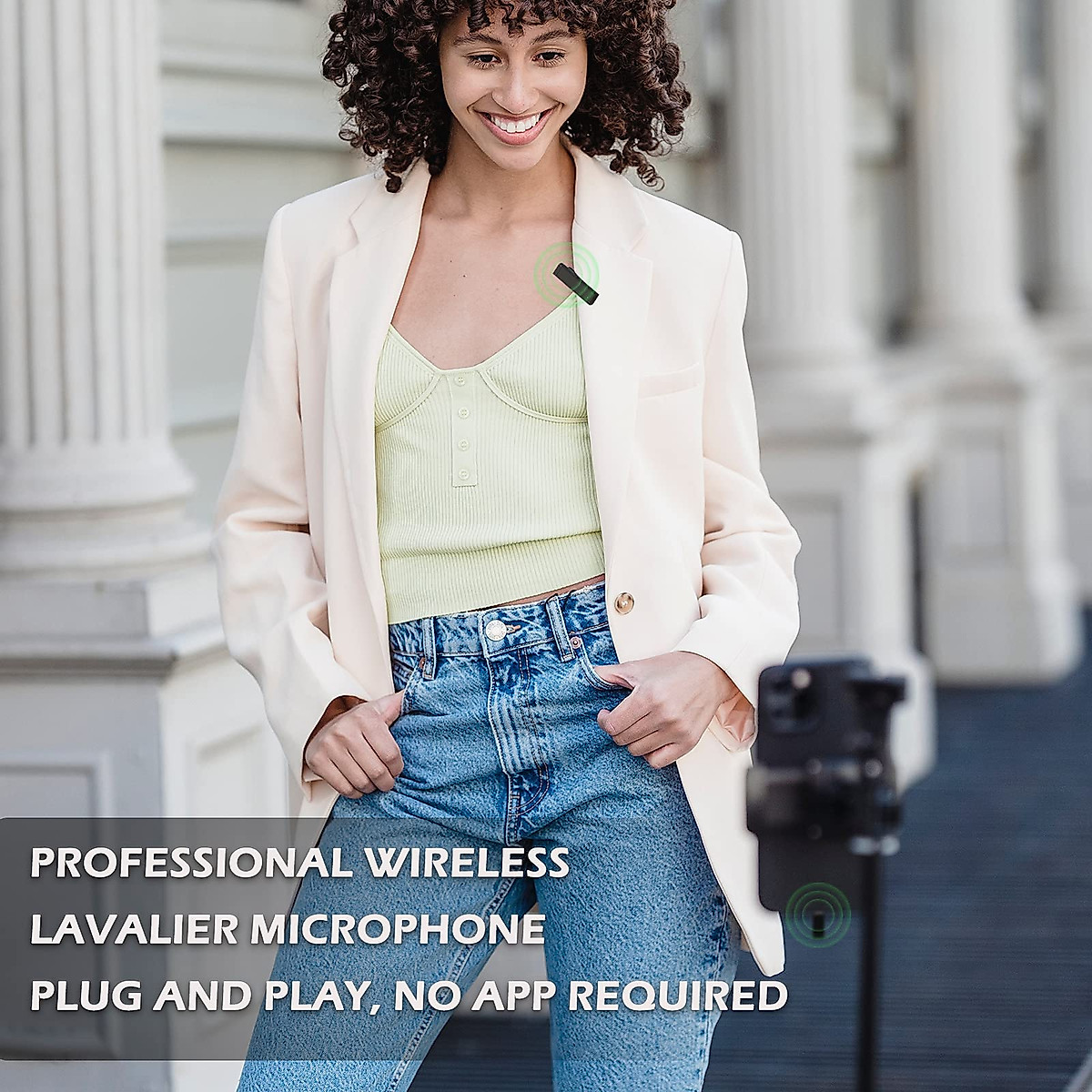 Wireless Lavalier Microphone System for Android/Computer/Laptop, Mini Bluetooth Microphone Cordless Lav Mic with 30Hours Charge Case,USB-C Lapel Microphone Wireless for YouTube Podcast Tiktok Vlog ect