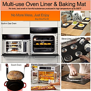 Demiwise 3 Pack Oven Liners for Bottom of Oven, 16x24 Inch Thick Heavy Duty Non Stick Teflon Oven Mats, BPA and PFOA Free Reusable Oven Liners for Bottom of Electric Oven