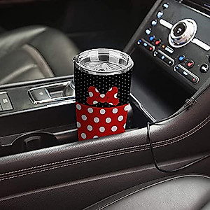 Hualvbul Polka Dot Bow Knot 20 Oz Stainless Steel Tumbler Leak Proof Tumbler with Straw and Lid, Travel Coffee Mug for Home Outdoor, Thermal Cups for Hot and Cold Drinks