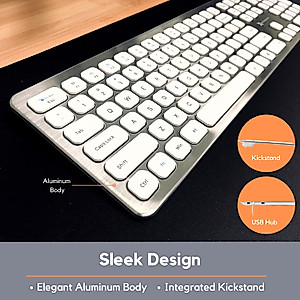 X9 Performance Wired Keyboard with USB Port Built in x2 - Elegant, Plug and Play Computer Keyboard - Convenient Full Size Keyboard Wired with 17 Shortcuts for Windows PC Desktop and Laptop