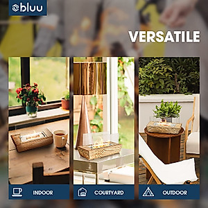 Bluu Easter Decorations for The Home Tabletop Fire Pit Portable Indoor Fireplace, Personal Mini Bio Ethanol Faux Wood Fire Bowl Heater for Outdoor Use