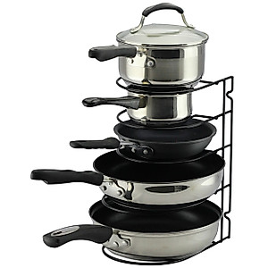 Pan Rack Organizer Holder for Kitchen, Countertop, Cabinet, and Pantry (BlackII)