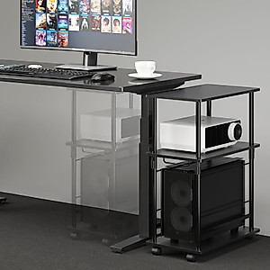 PROXRACER Height Adjustable Computer Tower Stand, 3-Tier CPU Holder Cart Printer Stand Mobile PC Laptop Standing Table Home Office Gaming Accessories with Rolling Wheels