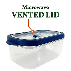 GODAGE 10-Piece Rectangle Food Storage Containers with Vented Lids, Airtight and BPA Free, Stackable, Microwave, Freezer, and Dishwasher Safe (BLUE)