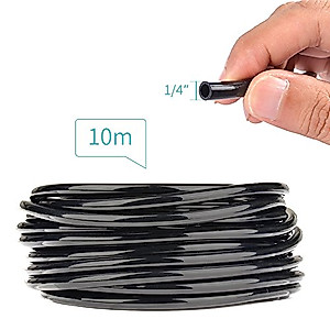 Kadaon 10m Home Garden Patio Misting Micro Flow Drip Irrigation Misting Cooling System with 10pcs Plastic Mist Nozzle Sprinkler for Plant Flower