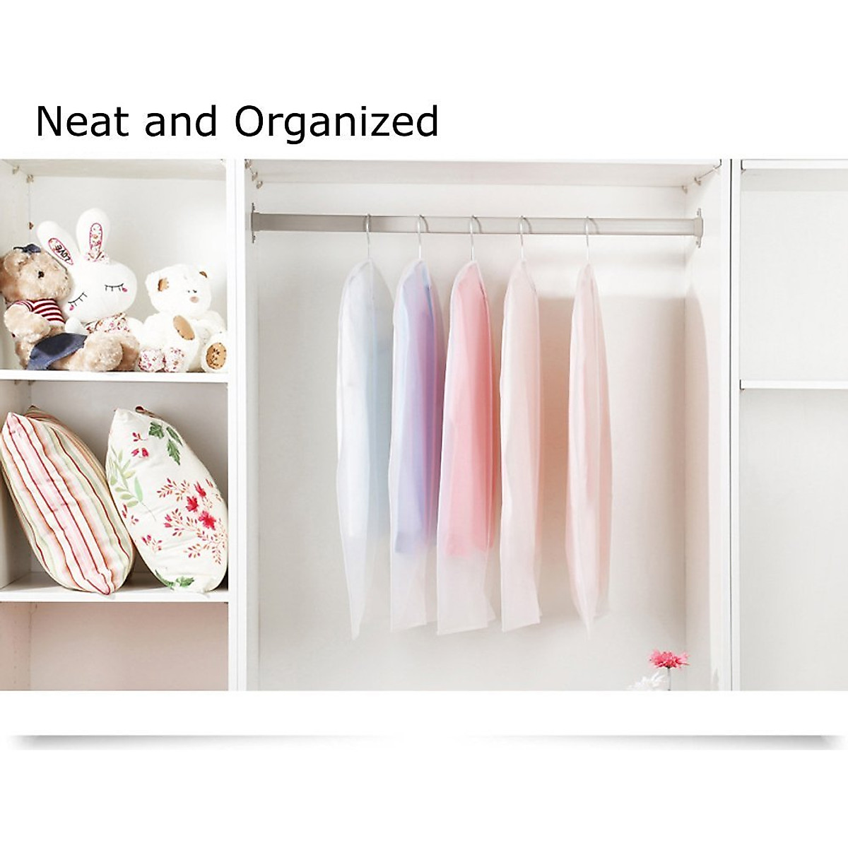 In kds Transparent PEVA Dress Garment Bag Suit Bag with Zipper Pack of 6, 4Medium and 2 Large