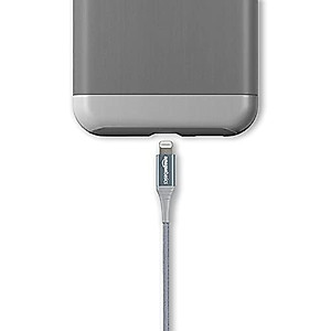 Amazon Basics USB-A to Lightning Charger Cable, Nylon Braided Cord, MFi Certified Charger for Apple iPhone 14 13 12 11 X Xs Pro, Pro Max, Plus, iPad, 10,000 Bend Lifespan, 6 Foot, Dark Gray