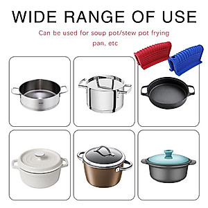 2 Pairs Cast Iron Pot Assist Handle Covers, Non Slip Pot Holders with High Heat Resistance for Griddles Casserole Metal Frying Pans Aluminum Cookware(Red and Blue)