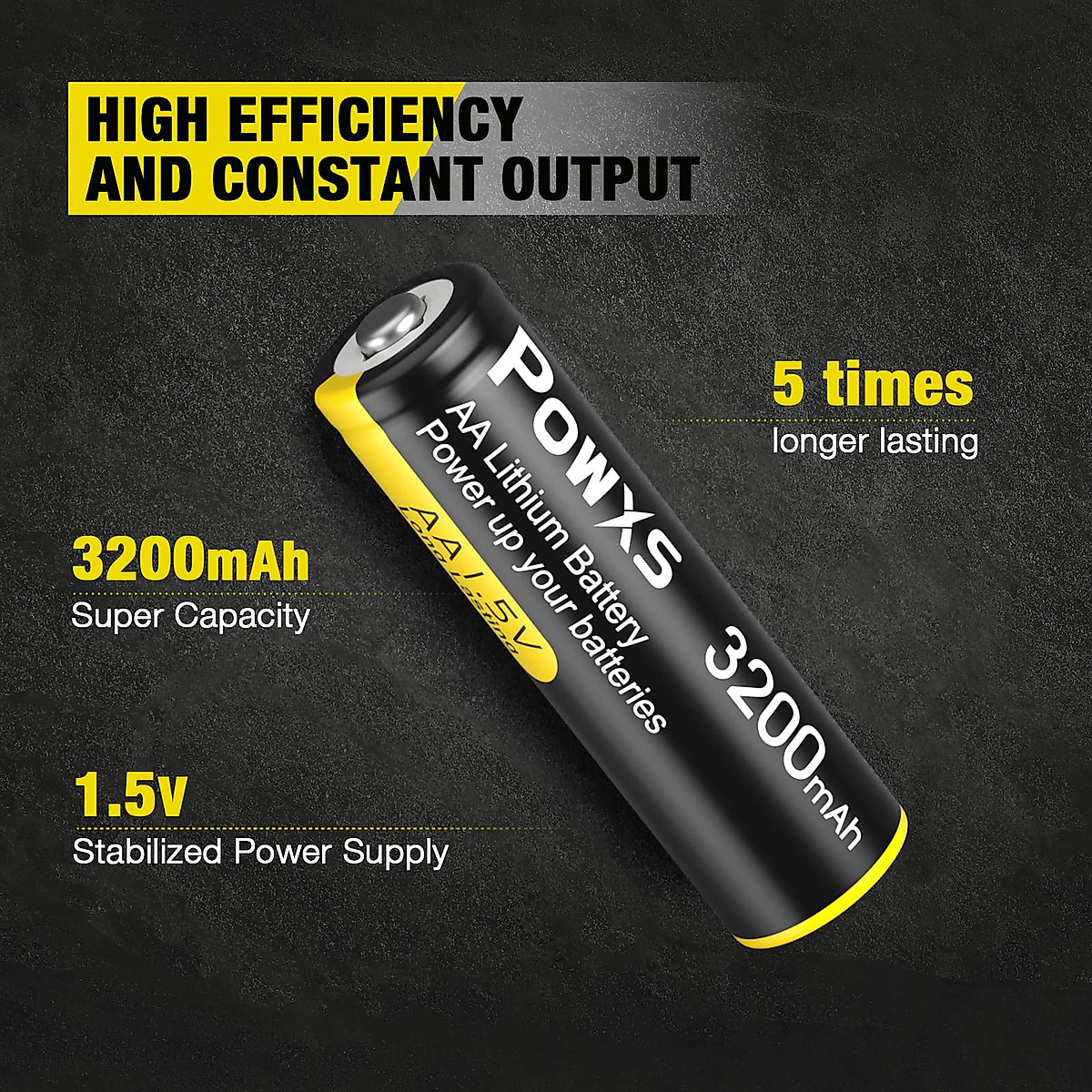 POWXS AA Lithium Batteries, 16 Pack 1.5V Lithium Iron Double A Batteries 3200mAh Super Capacity for Blink Camera, Video Doorbell, Flashlight, Toys, Remote Control 【Non-Rechargeable】