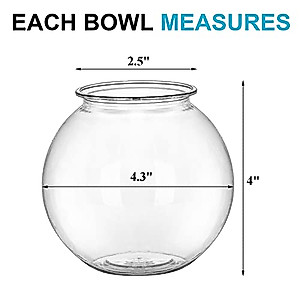Okllen 12 Pack Plastic Ivy Bowls, 16 Oz Round Fish Bowl Unbreakable Vases Bowls for Home Decor, Carnival Games, Candy, Party Favors, Centerpiece, BPA Free, Clear