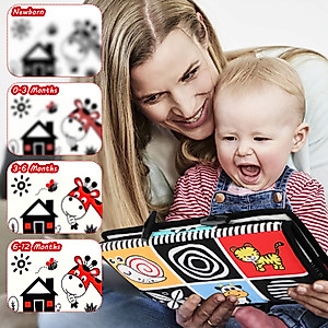 Oarifun Baby Floor Mirror Tummy Time Toys, Activity Double High Contrast Baby Toy Black and White Double Folding Baby Montessori Toys Crawling Activity Mat Floor Mirror for Infants 3 6 12 Months