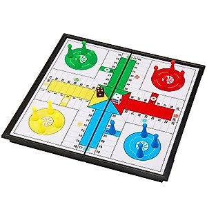 Amerous 10" Ludo Go Board Folding Travel Magnetic Ludo Set