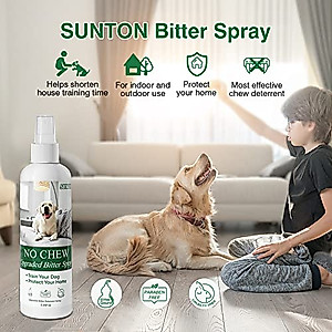 SUNTON Bitter Spray for Dogs to Stop Chewing Dog Deterrent Spray, Training Aid for Dogs, Puppies, Pet Behavior Corrector, No Chew Licking of Fur, Bandages, Wounds, Shoes and Furniture