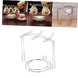 FUNOMOCYA Metal Storage Shelf Cupboard Storage Organiser Mug Holder for Counter Stainless Steel Dish Drying Rack Stainless Steel Cup Rack Hook Office Coffee