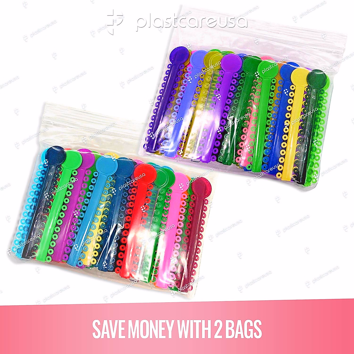 2080 Ligature Ties for Braces - Multicolor Dental Orthodontic Ligature Ties for Brackets - Elastic O-Ring Rubber Bands (2 Bags of 1040)