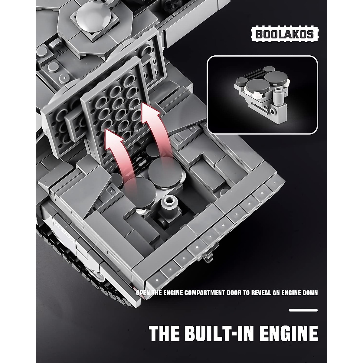 BOOLAKOS Leopard 2A7+ Tank Building Block, Military Army WW2 Tank Model Kit, Construction Set Gift Giving Toys for Teens and Adult (898 PCS)