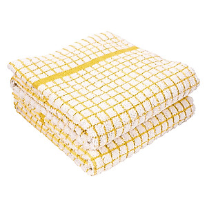 LAPRIMA SHOPS Set of 2 Terry Kitchen Towels, 20 x 30-inch 100-Percent Cotton (Yellow)