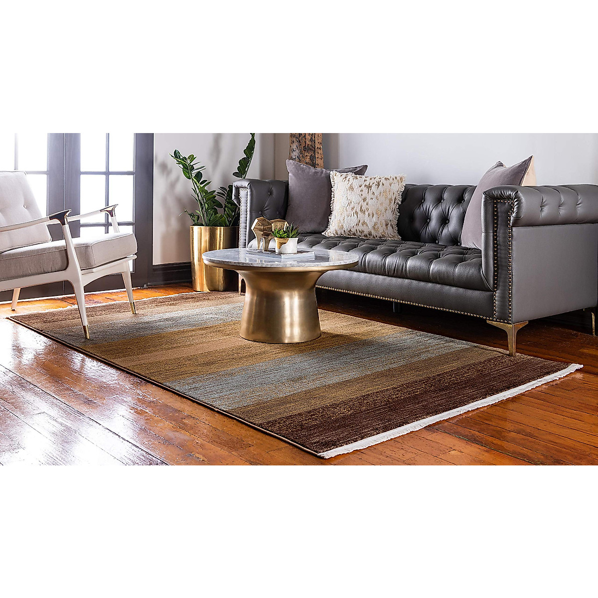 Unique Loom Fars Collection Area Rug - Manila (6' 1" x 9' Rectangle, Multi/ Light Brown)