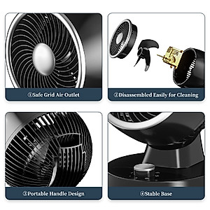 Air Circulator Fan, Portable Desk Fan with 3 Speeds, 90° Auto-Oscillating, 90° Adjustable Tilt for Home, Office, Dorm
