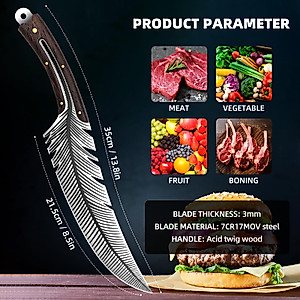 VCXOX Professional Meat Cleaver Knife Kitchen Chef Knives High Carbon Stainless Steel Ultra Sharp Kitchen Cutting Knife for Meat Vegetable Cooking Tool Outdoor and Home Use (Black-001)