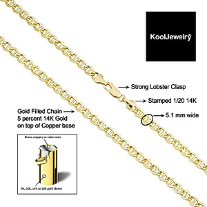 Solid 14k Yellow Gold Filled Mariner Link Chain Necklace (5.1 mm, 22 inch)