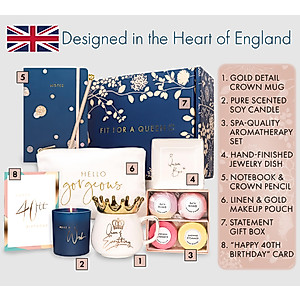 Luxe England Gifts Royal 40th Birthday Gift Basket for Women - Luxury 40th Birthday Gifts for Women Designed in Britain – High-end Unique 40th Birthday Gift Box for Women Friend, Wife, Mom, Sister