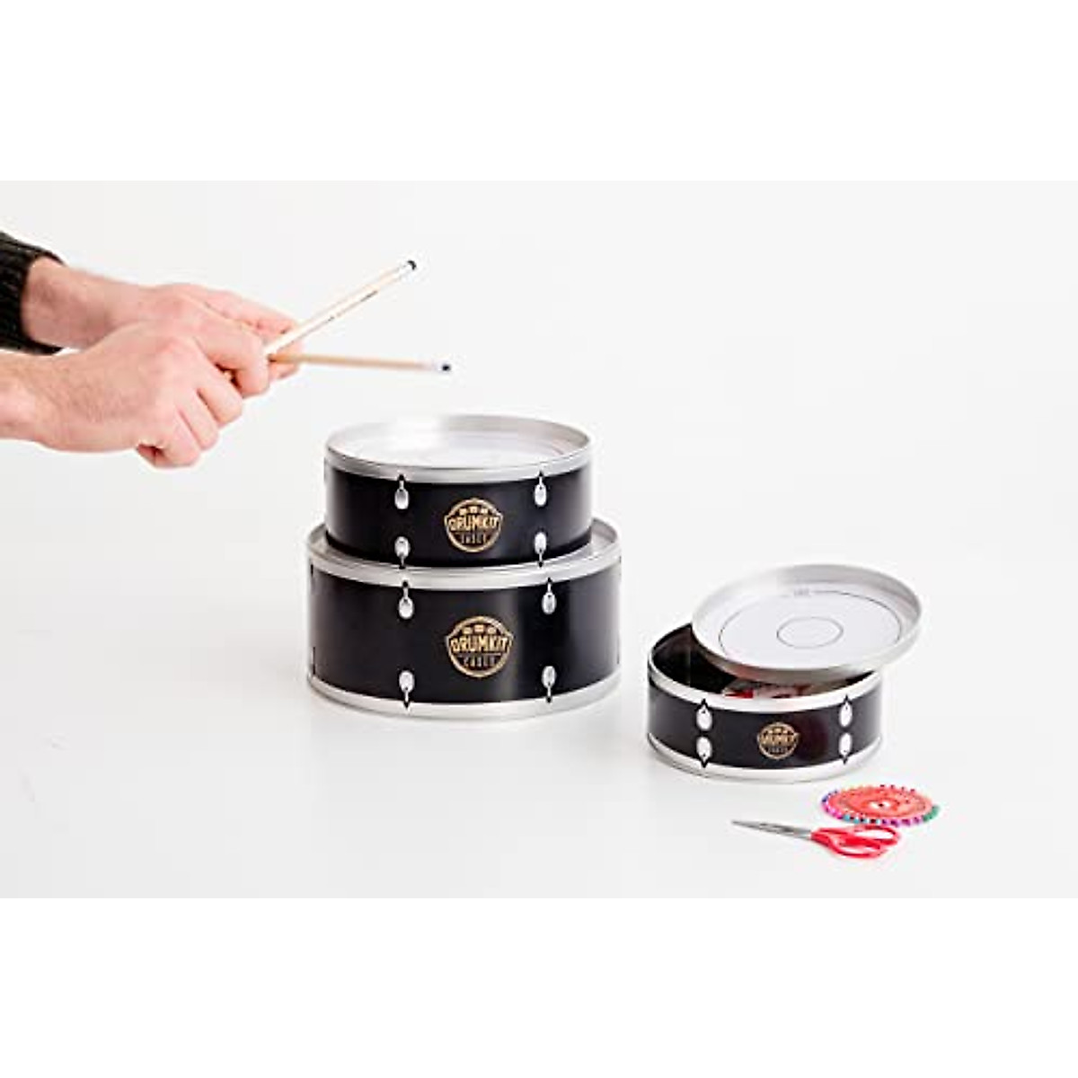 Suck UK Drum Kit Cookie Tins | Cake Container Drums | Nesting Food Storage Containers | Stackable Cake Boxes & Kitchen Accessories | Drummer Gifts & Gifts For Music Lovers | Rocker Cake Storage Tins