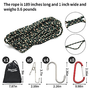 Roptat Campsite Storage Strap with 12 PCS Buckles&6 Clothes Pins Clothesline Hanging Gear for Tent Campers Car Camping Garden Supplies Family RV Trailer Hanging Gear (with Buckles)