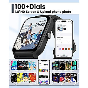 Smart Watch for Men Women, Answer Make Call, Alexa Built-in, 1.8" Touch Screen Fitness Tracker for iphone Android with 100+ Sport Modes, Heart Rate Blood Oxygen Sleep Monitor, IP68 Waterproof watch