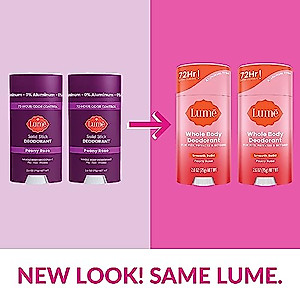 Lume Whole Body Deodorant - Smooth Solid Stick - 72 Hour Odor Control - Aluminum Free, Baking Soda Free and Skin Safe - 2.6 Ounce, (Pack of 2) (Peony Rose)