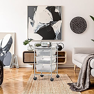 SimpleHouseware Utility Cart with 3 Drawers Rolling Storage Art Craft Organizer on Wheels