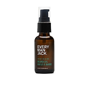 Every Man Jack Mens Beard Oil - Subtle Sea Salt Fragrance - Deeply Moisturizes and Softens Your Beard and Adds a Natural Shine - Naturally Derived with Shea Butter and Coconut Oil - 1oz