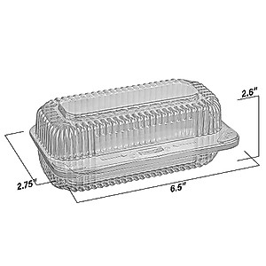 MT Products Clear Plastic Bakery or Hot Dog Small Container with Hinged Lid Size 6 1/2 in x 2 3/4 in x 2 9/16 in Keep your Food Fresh and Tasty (30 Pieces) - Made in The USA