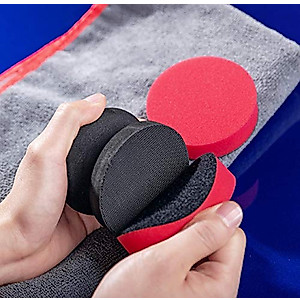 SGCB Car Hand Wax Applicator Pad Kit, 3” Dia Sponge Tire Dressing Applicator Pad with Grip, Tire Shine Compound Applicator Pad, Reusable Polish Foam Applicator for Rubber Tires Exterior Plastic Trim