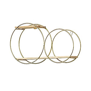 BLMIEDE Decoration Rack Simple Style Wall Hanging Decoration Metal Bracket Wooden Base Natural Stability Beautiful and Generous Holder Stand (Gold, On.
