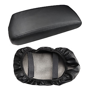 INTGET Car Center Console Armrest Cover for Kia Optima Accessories 2016 2017 2018 2019 2020 Leather Middle Console Arm Rest Box Lid Seat Cover Protector Cushion Saver (Black Stitches)