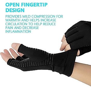 LTXB Fingerless Compression Gloves Copper Arthritis Gloves for Pain, Copper Gloves Compression Gloves for Carpal Tunnel Swelling Arthritis Pain Relief Gloves for Men and Women (M)