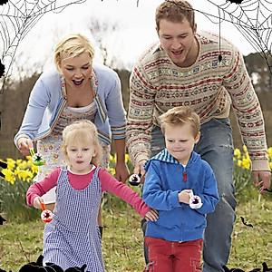 Liliful 24 Pcs Halloween Egg and Spoon Race Game Eyeball Spoon and Spoon Race Game Set for Halloween Party Favor Supplies Adults Indoor Outdoor Classroom Activities(Black, Purple, Red, Green)