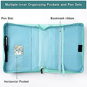 Bible Cover Case for Women with a Matched Bookmark Floral PU Leather Bible Cover Bag with Pockets and Zipper for Standard and Large Size Study Bible 10.8"x7.8"x2"