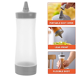 3 Pack Condiment Squeeze Bottle, 12oz (350ml) Plastic Squeeze Bottles With Caps, BPA Free Sauce Bottle for Ketchup, Mustard, Olive Oil, Glue, and More (Gray)