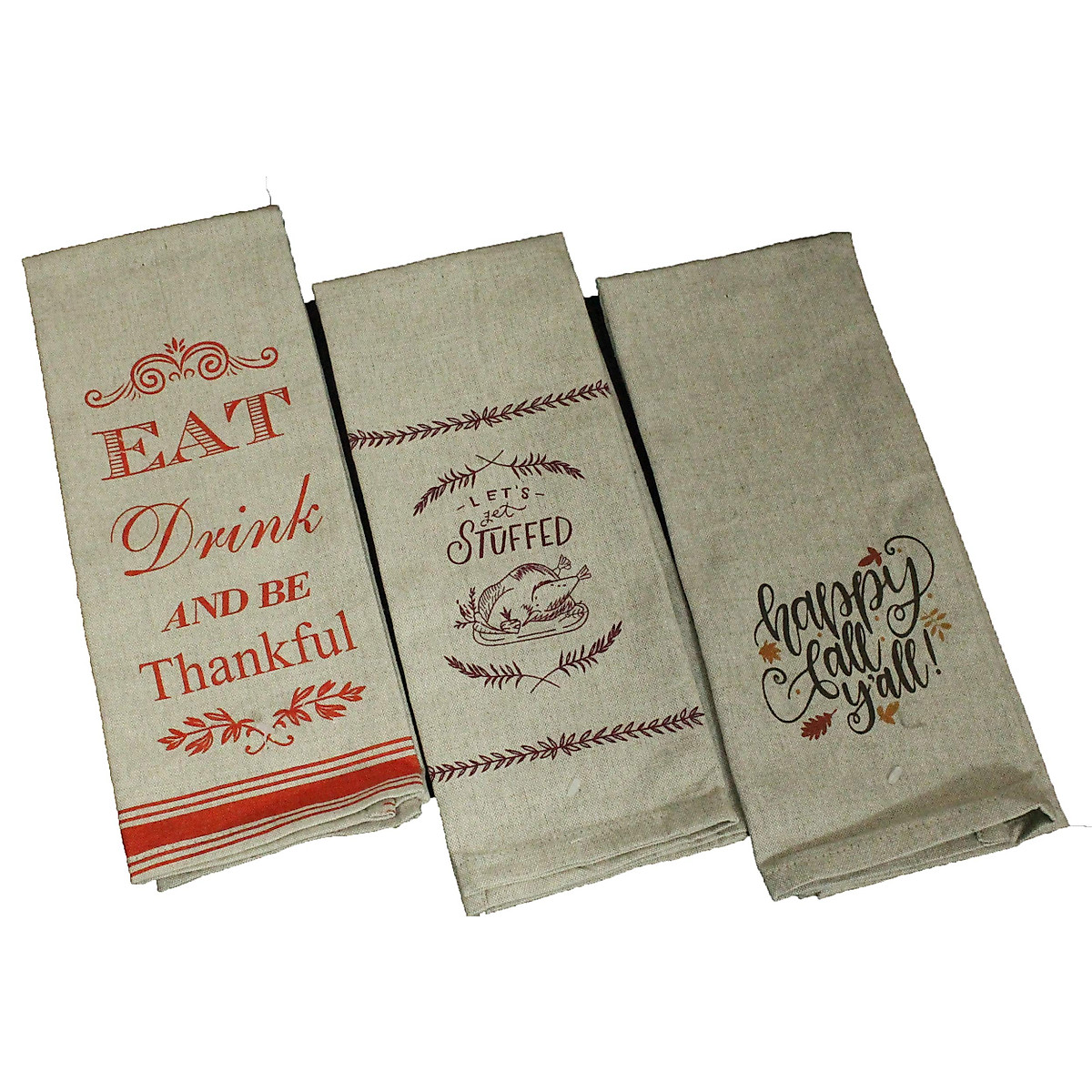 Twisted Anchor Trading Company Set of 6 Dark Linen Thanksgiving Kitchen Towels Gift Set - Fall Kitchen Towel Set - Comes in Organza Gift Bag