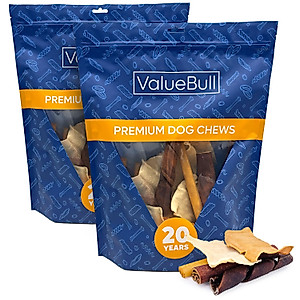 ValueBull USA Collagen Variety Mix, Beef Chews for Dogs, Smoked, Fun Shapes, 2 Pound - Natural & Safe, Single Ingredient, Rawhide-Free, Long Lasting, Healthy for HIPS, Joints, Skin & Coat